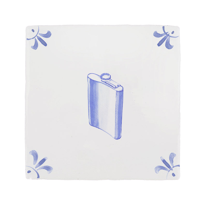 Hip Flask Delft Tile | Petra Palumbo