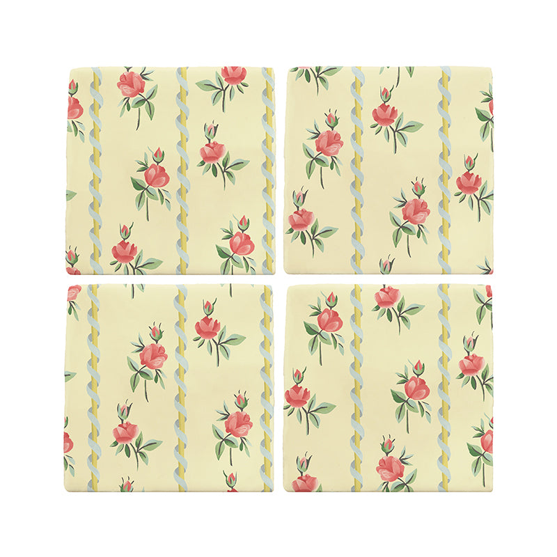 End of Line Poles & Roses II Tiles, Set of 4 Verseille II | Petra Palumbo