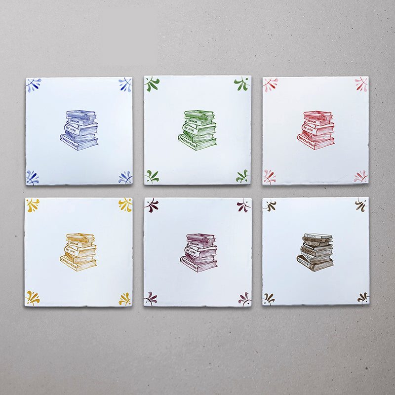 Stacked Books Delft Tile | Petra Palumbo
