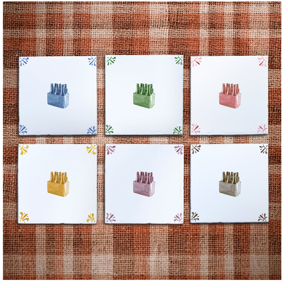 6 Pack Beers Delft Tile | Petra Palumbo