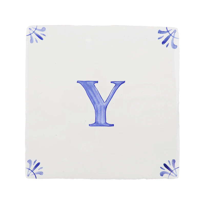End of Line, Alphabet Y Delft Tile, Blue | Petra Palumbo